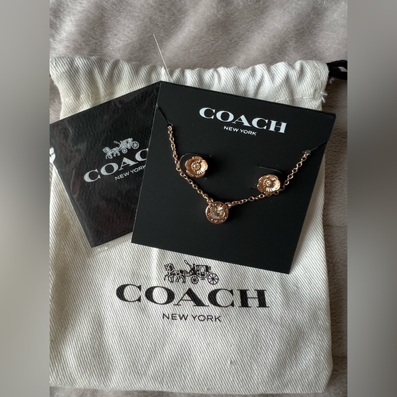 Coach | Jewelry | Coach Rose Gold Necklace And Earrings | Poshmark